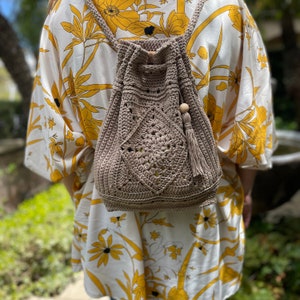 Crochet Drawstring Backpack, Granny Square Backpack, Crochet Tote - Etsy