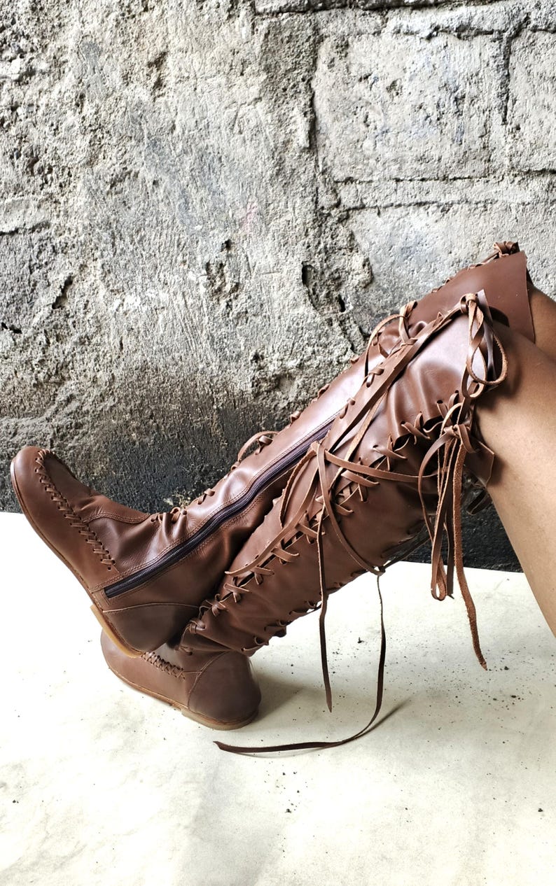 Renaissance Boots, Knee High Boots, Leather Boots , Lace up Boots ...