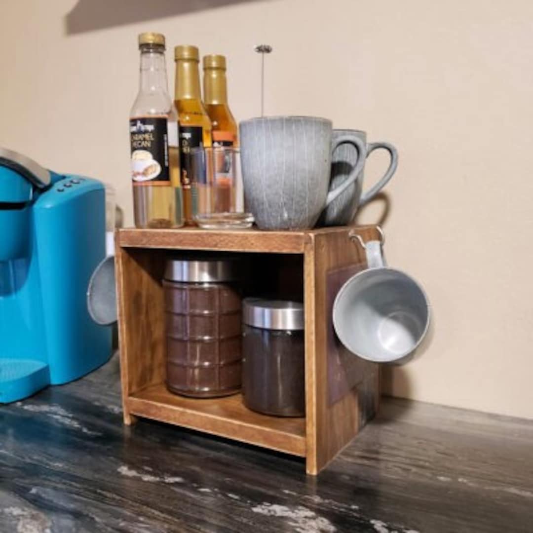 Coffee Bar Organizer Coffee Cup Storage Wooden Mug Holder - Etsy