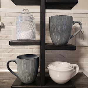 Wooden Mug Stand | Rustic Display Shelf | Tiered Cup Holder - Etsy