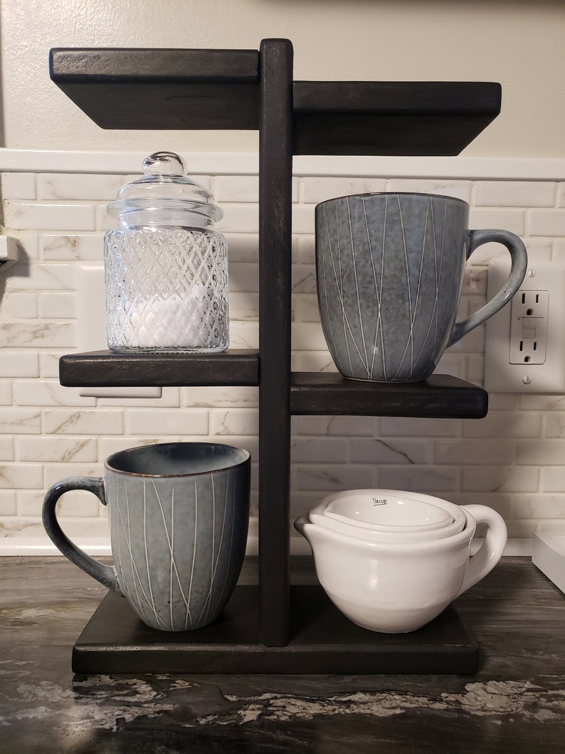 Wooden Mug Stand Rustic Display Shelf Tiered Cup Holder - Etsy