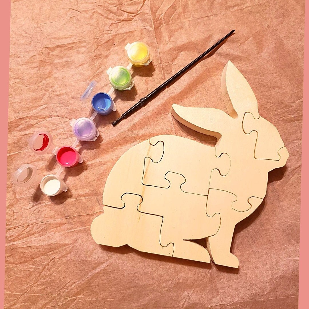 Wooden Bunny Puzzle Paint Puzzle Easter Children's Activity - Etsy