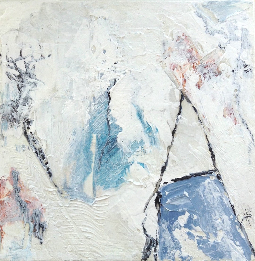 Painting/collage Acrylic/mixed Media 'deer', Abstract Wall Art - Etsy