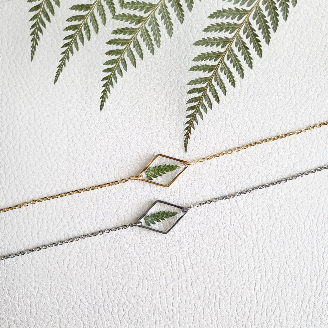 Pressed Fern Bracelet, Fern Leaf Jewelry, Fern Leaf Bracelet, Dried ...