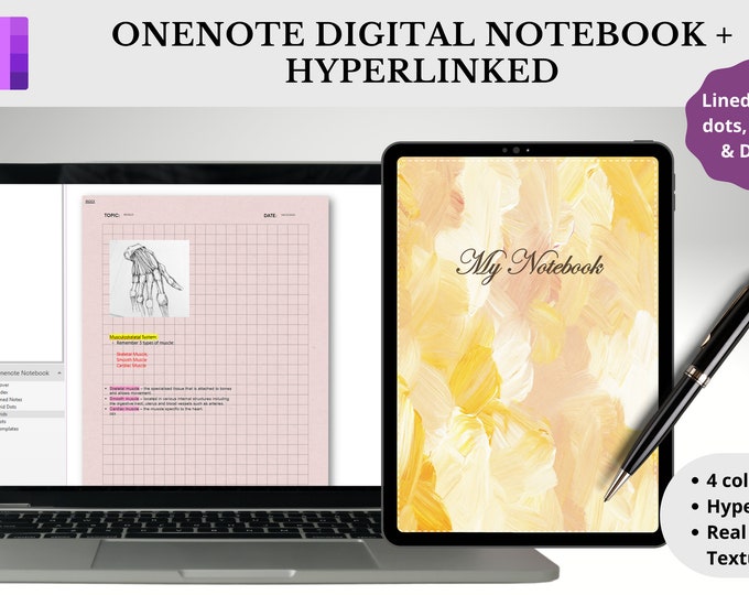 Onenote Digital Notebook, Hyperlinked, 32 Paper Templates, Cornell ...