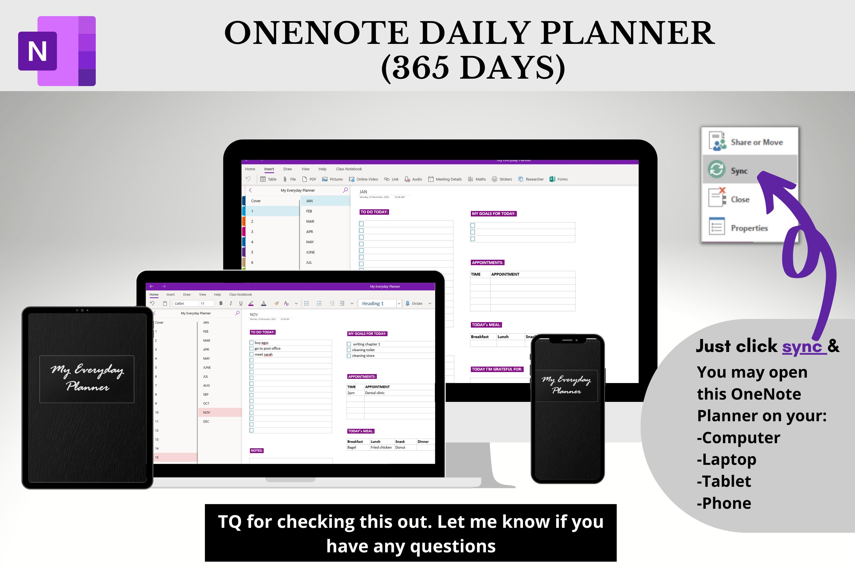 Onenote Daily Planner 365 Days Planner Everyday Planner to - Etsy