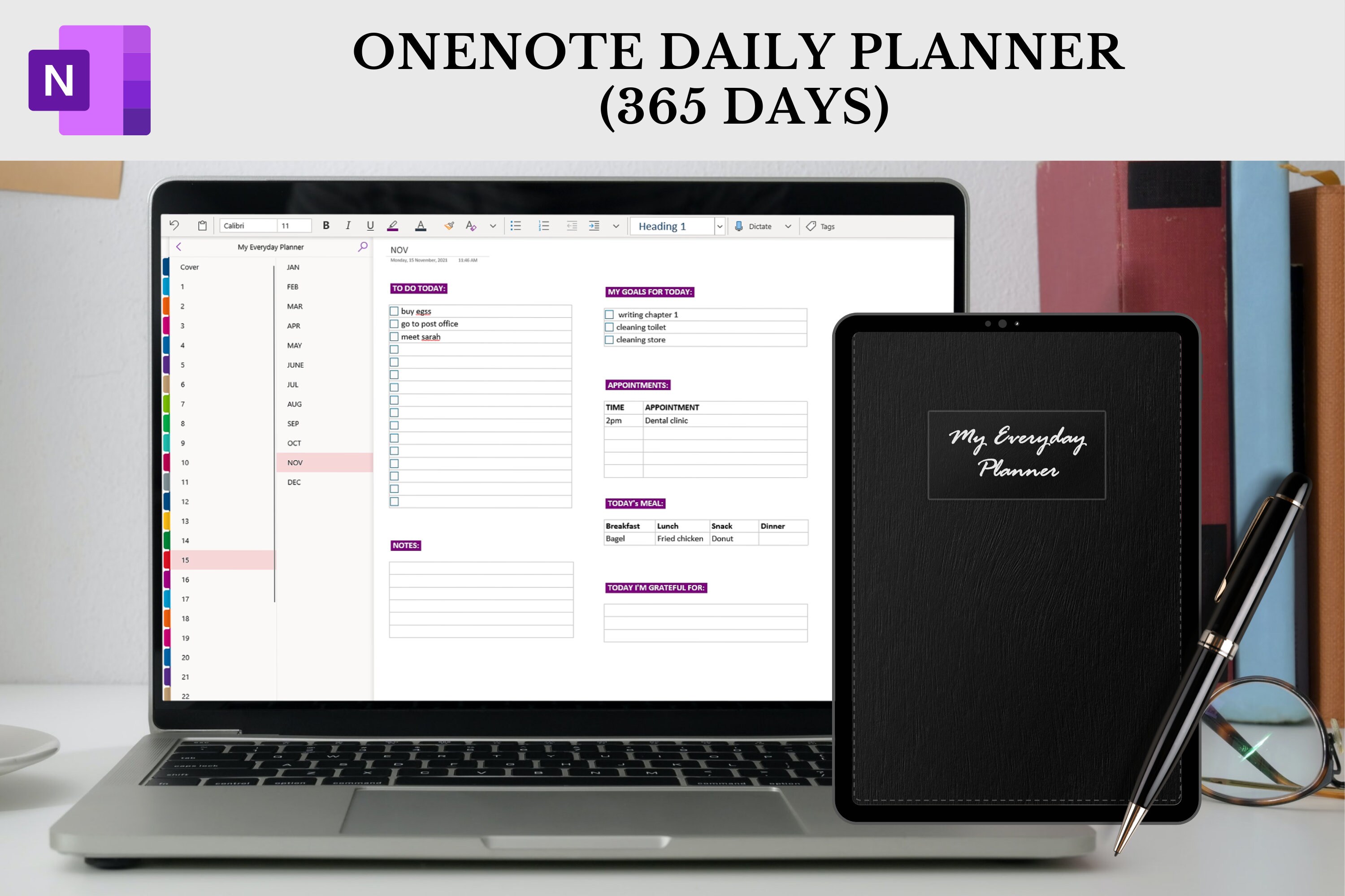 Onenote Daily Planner 365 Days Planner Everyday Planner to - Etsy