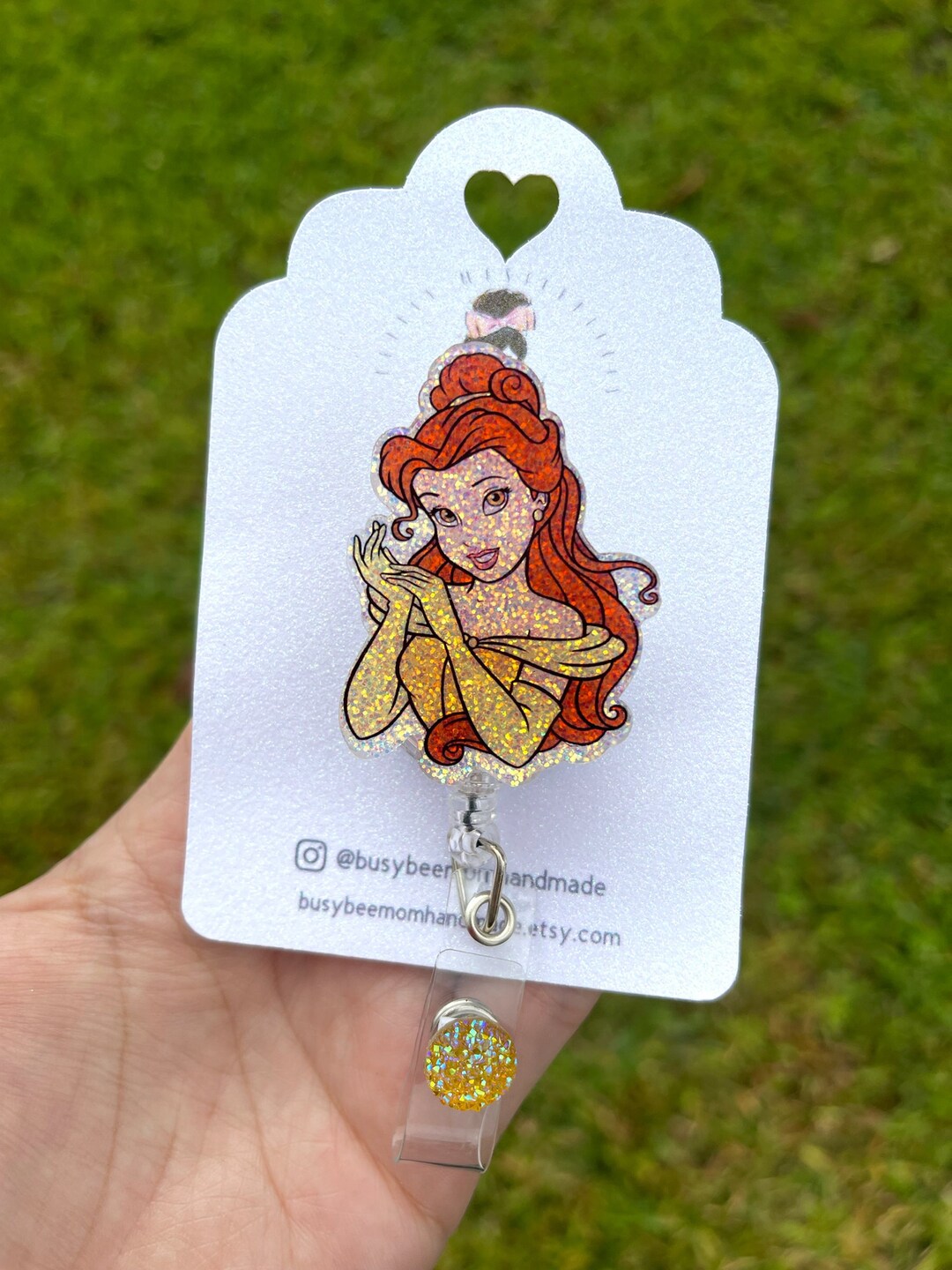 Princess Belle Badge Reel, Princess Badge Reel, Badge Holder - Etsy
