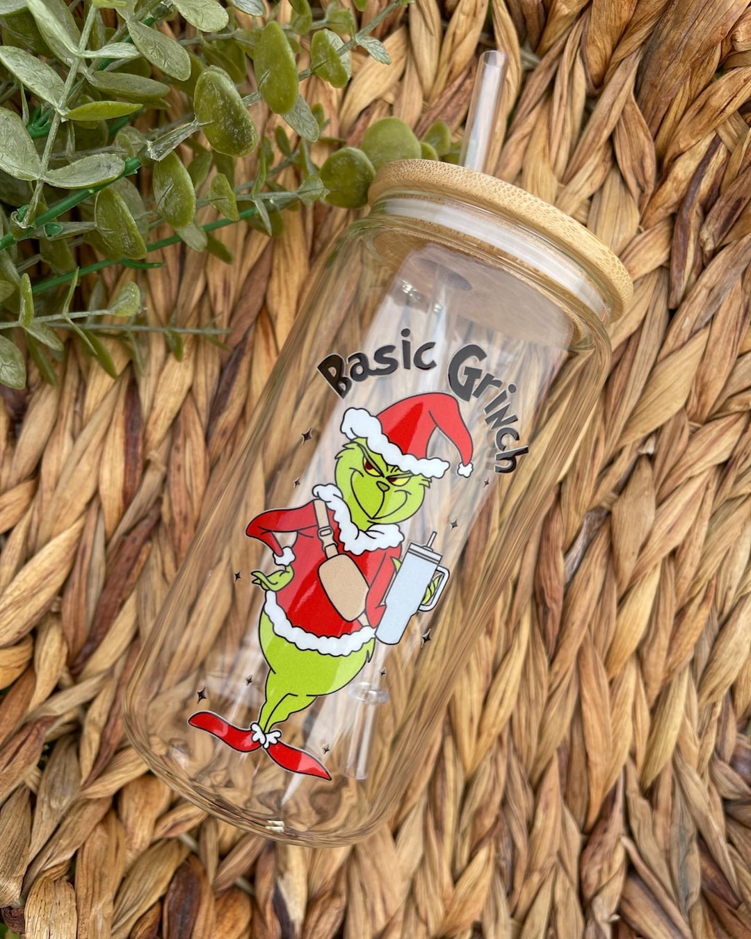 Basic Grinch Glass Can Christmas Glass Can Grinch Custom - Etsy