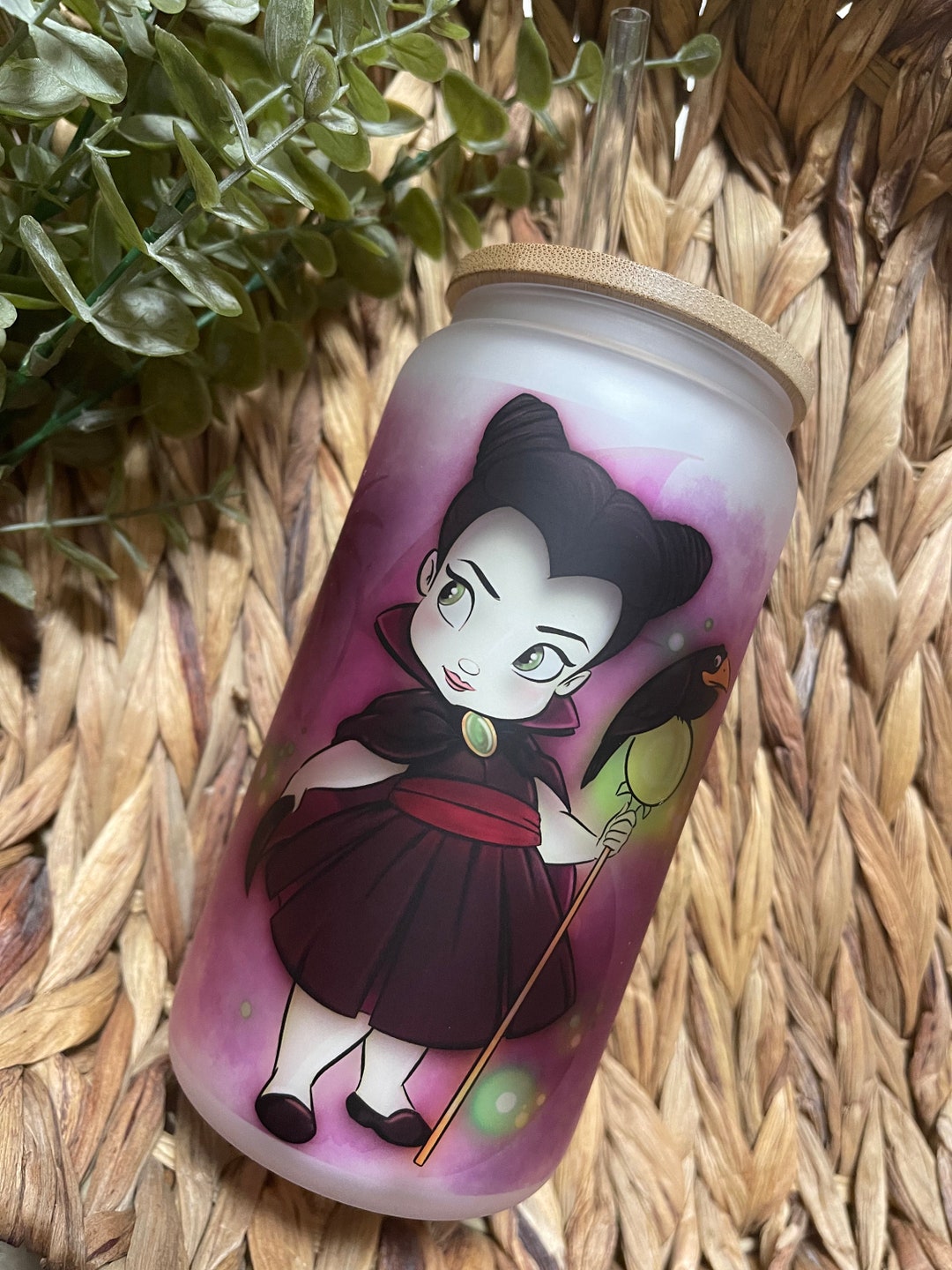 Maleficent Glass Can, Custom Glass Can, Villain Glass Can, Disney Glass ...