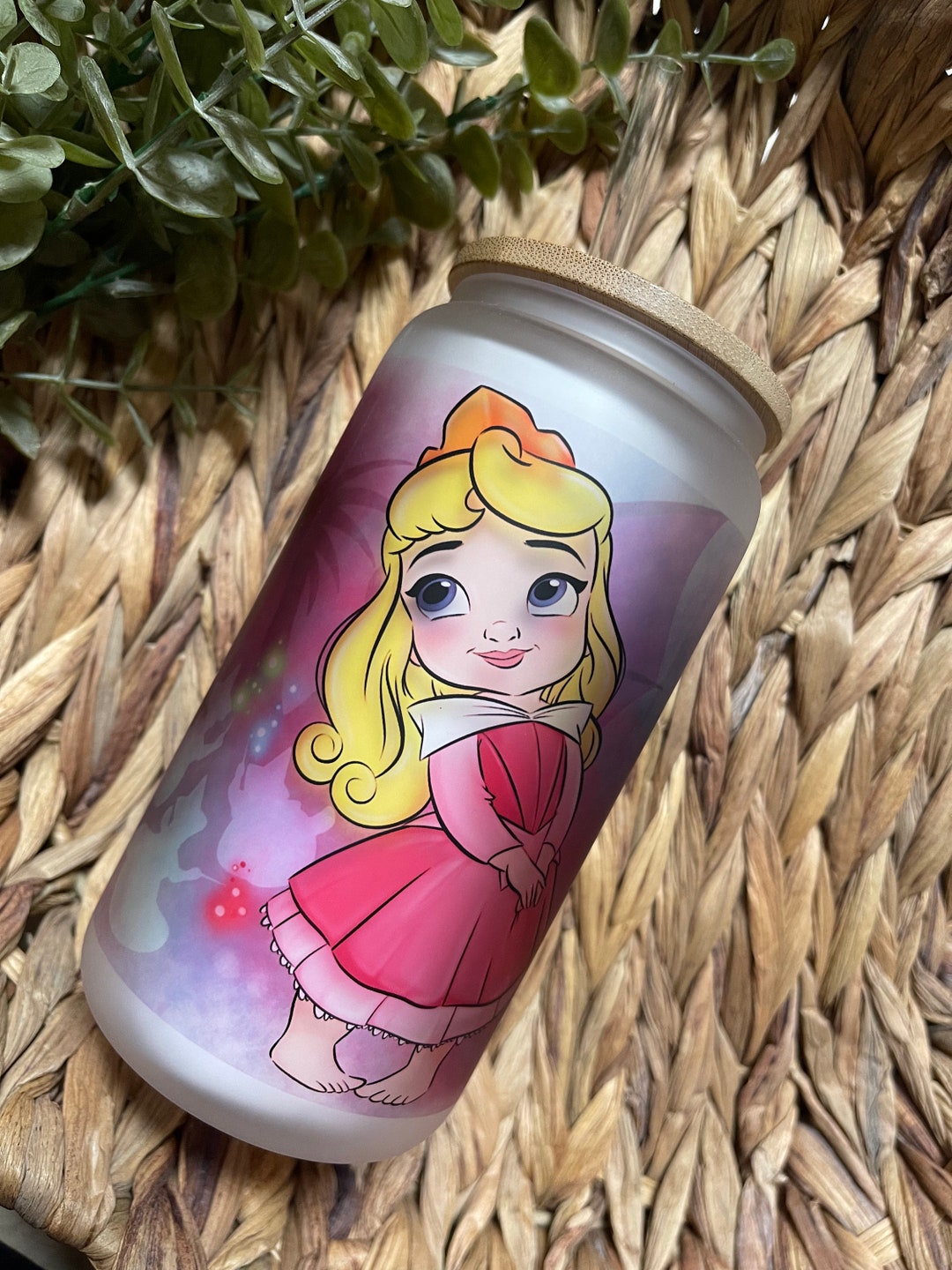 Aurora Glass Can, Sleeping Beauty, Disney Princess Glass Can - Etsy