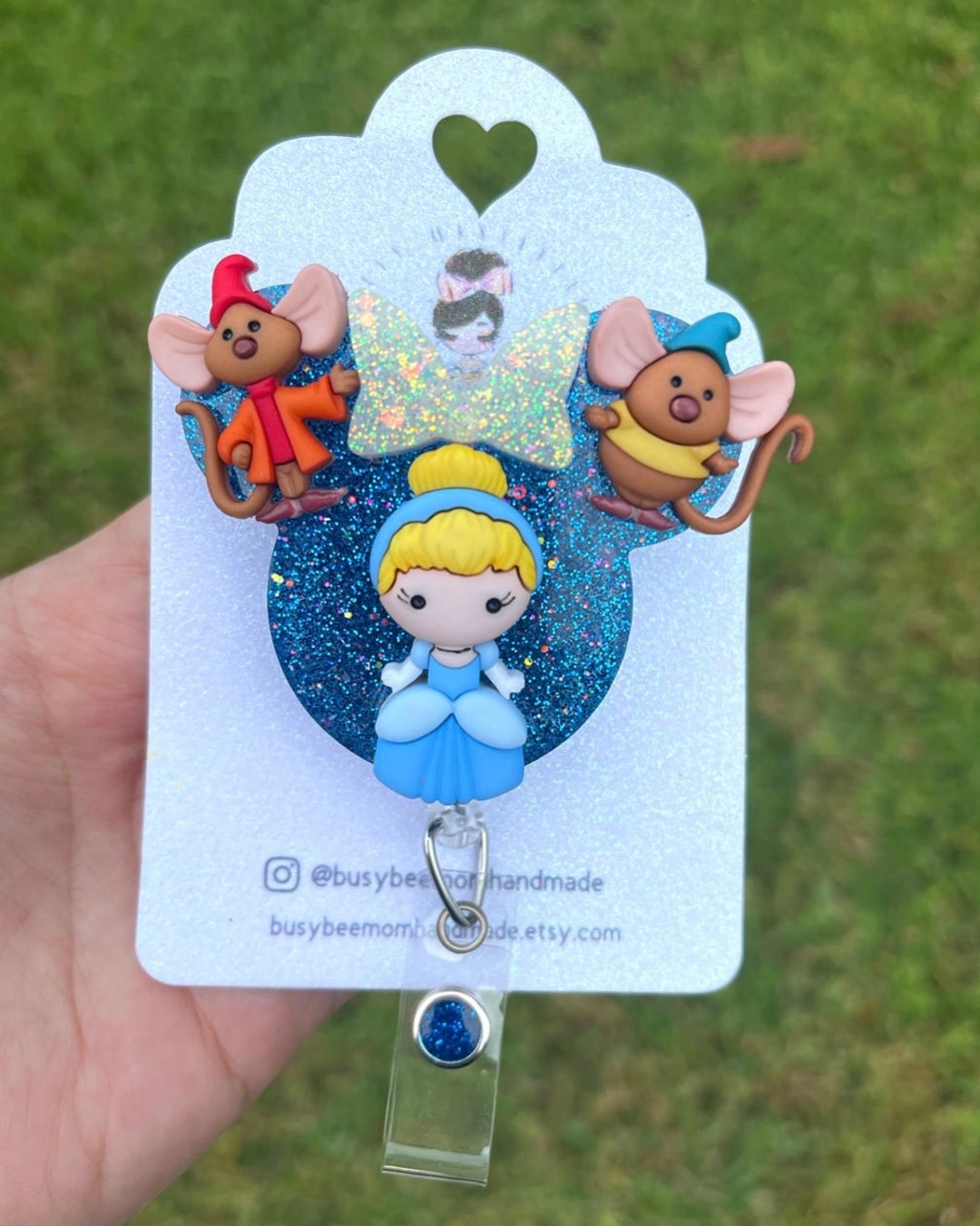 Princess Cinderella Badge Reel, Badge Holder, Princess Badge Reel - Etsy