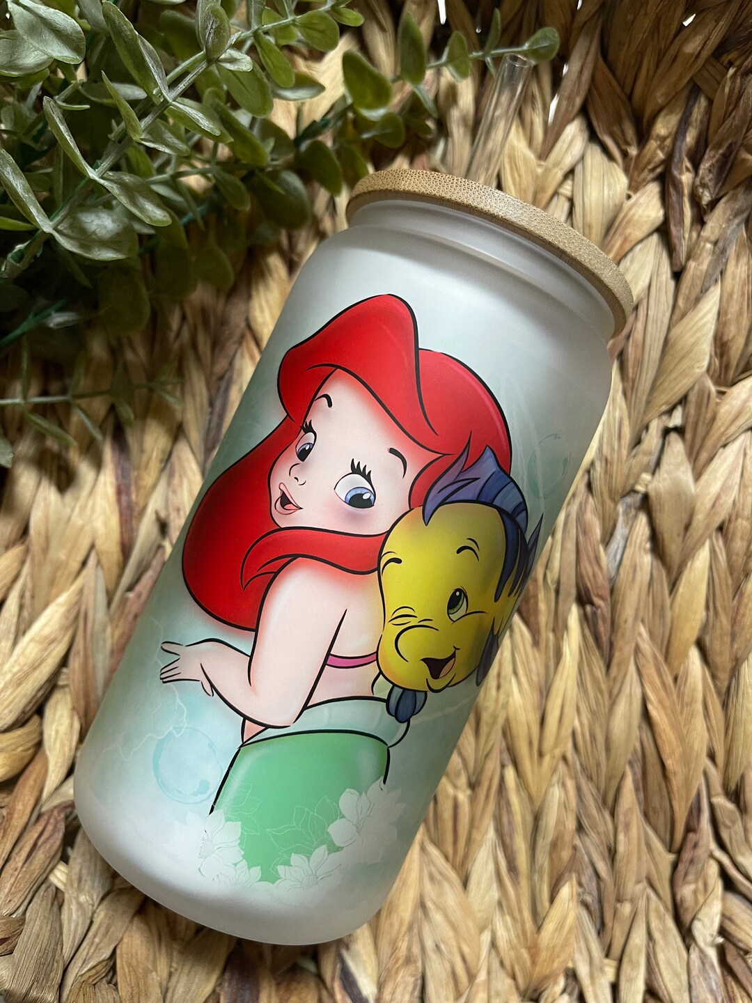 Little Mermaid Glass Can, Under the Sea, Custom Glass Can, Princess ...