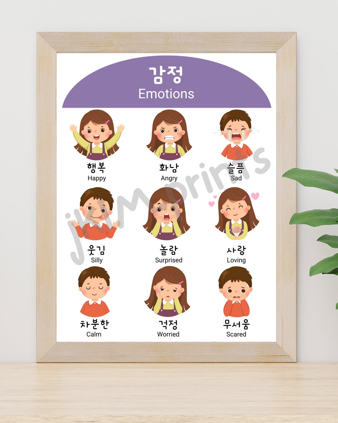 3 Files Emotions Korean Poster, Emotions Hangul Poster, Korean Nursery ...