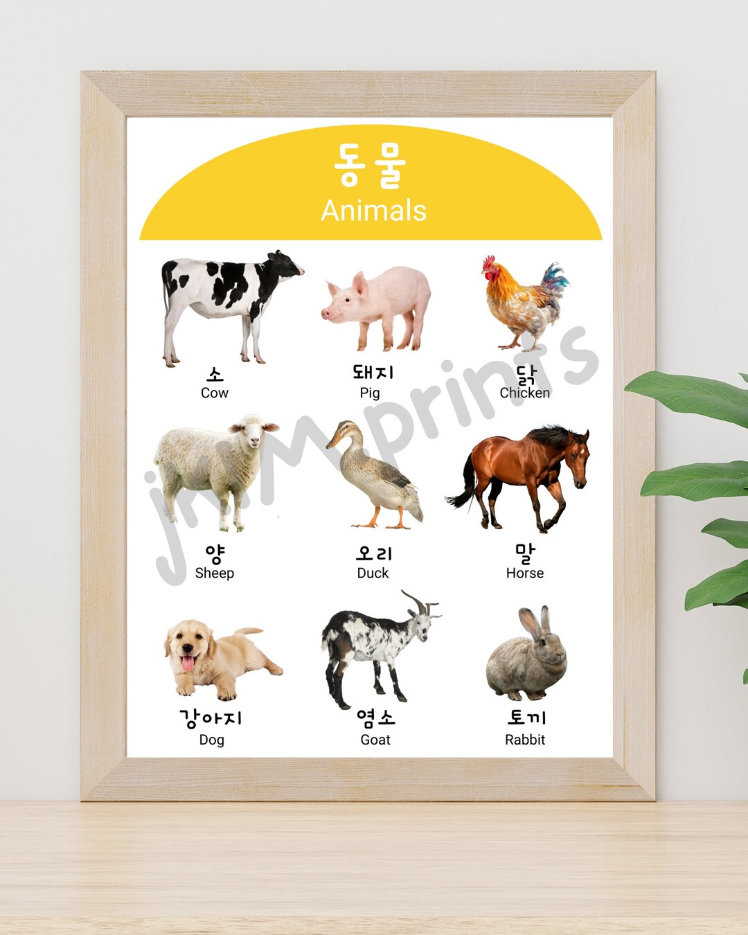 3 Files Real Farm Animals Korean Poster, Farm Animals Hangul Poster ...