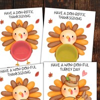 Kids Thanksgiving Play Dough Cards, Class Thanksgiving Favors Tags ...