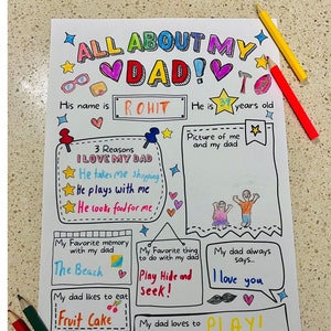 All About My Dad Printable Father's Day Questionnaire Dad, DIY Gift for ...