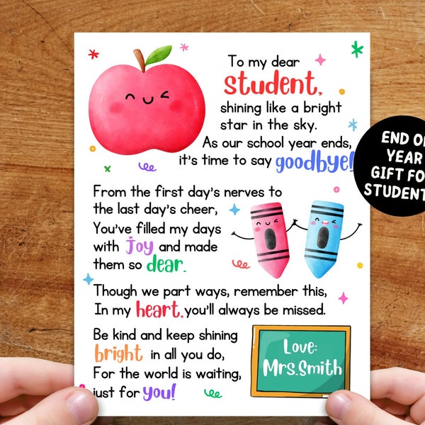 End of School Year Letter Printable, Goodbye Letter to Student ...