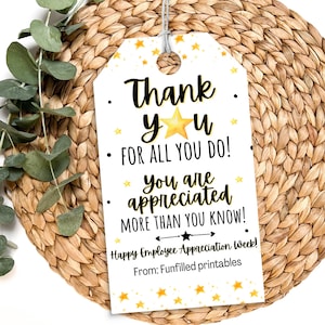 Employee Appreciation Day Gift Tags, Employee Appreciation Tags, Staff ...