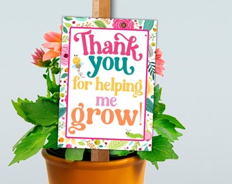 Thank You for Helping Me Grow Tag, Sprout Gift Tag, Teacher ...