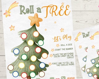 Roll A Tree Christmas Game, Printable Christmas Games, Roll A Tree Dice ...