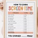 Editable Screen Time Checklist, Kids Screentime Chart Editable, Daily ...