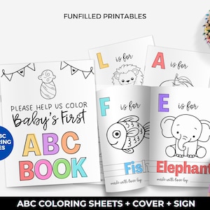 ABC Baby Shower Coloring Book, Baby's First ABC Book, Baby Shower ...