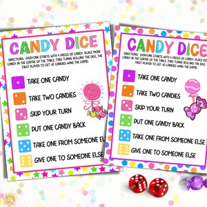 Candy Dice Game Printable Party Games for Graduation, Kids Birthday ...