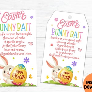 Easter Bunny Bait Tag Printable, Bunny Bait Food Card, Bunny Bait Label ...