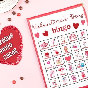 30 Valentines Day Bingo Game Cards, Printable Valentines Bingo ...