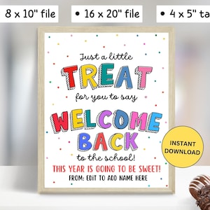 Welcome Back to School Sign Printable Treat Tags, First Day of School ...