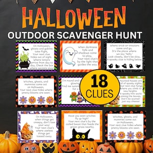 Outdoor Halloween Scavenger Hunt Kid Teens Scavenger Hunt Riddles Clues ...