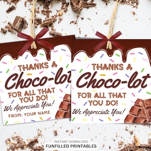 Chocolate Appreciation Tags, Chocolate Gift Tag, Teacher Appreciation ...