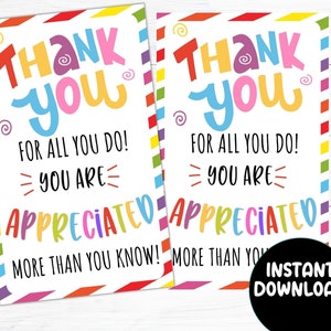 Appreciation Tags, Teacher, Employee Appreciation Day, Thank You for ...