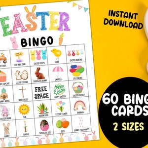 Easter Bingo Game, 60 Printable Easter Bingo Cards W/labels, Easter ...