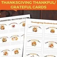 Thanksgiving Gratitude Cards, I Am Thankful for Printables, Thankful ...