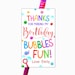 Bubble Birthday Party Favor Tag for Kids, Bubble Wand Tags, Printable ...