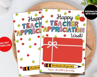 Teacher Appreciation Card, Gift Card Holder - Etsy