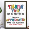 Teacher Staff Appreciation Sign, Teacher Appreciation Week, Thank You ...