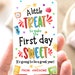 First Day of School Sweet Treat Tag, Teacher Cookie Tag, Welcome Back ...