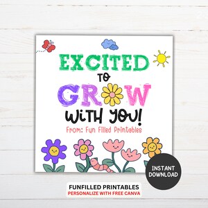 First Day of School Teacher Gift Tag, Excited to Grow With You Teacher ...
