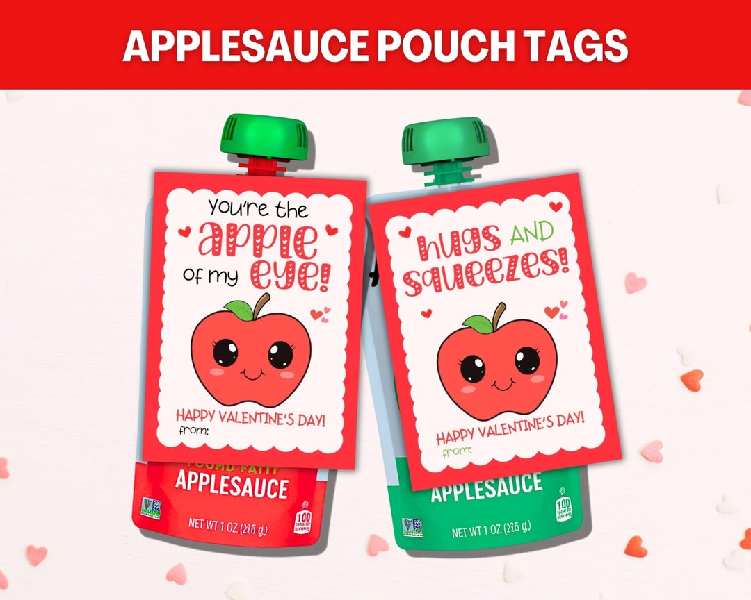 Valentines Applesauce Tag, Printable Applesauce Pouch Valentines Tag ...