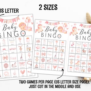 Baby Girl Shower Bingo Game, Girl Baby Bingo, 30 Prefilled Bingo Cards ...