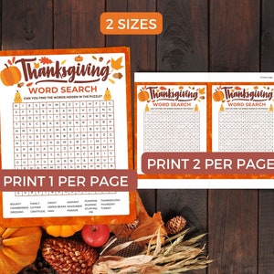 Thanksgiving Word Search Game, Fun Thanksgiving Printable Games, Class ...
