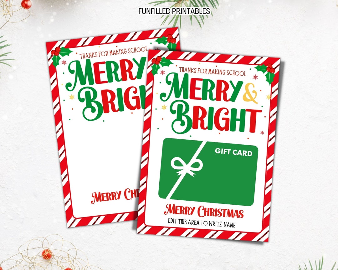 Christmas Teacher Gift Card Holder Printable | Teacher Christmas Gift ...