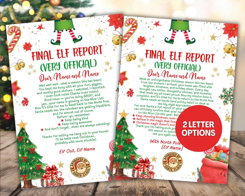 Editable Elf Goodbye Letter Nice List Report, Last Day Elf Departure ...