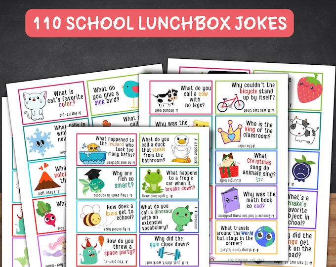 Kids Lunch Note Jokes, Printable Lunch Note Jokes, Lunch Joke Notes ...