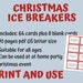 Christmas Icebreaker Game Questions, Conversation Starters Cards, Fun ...