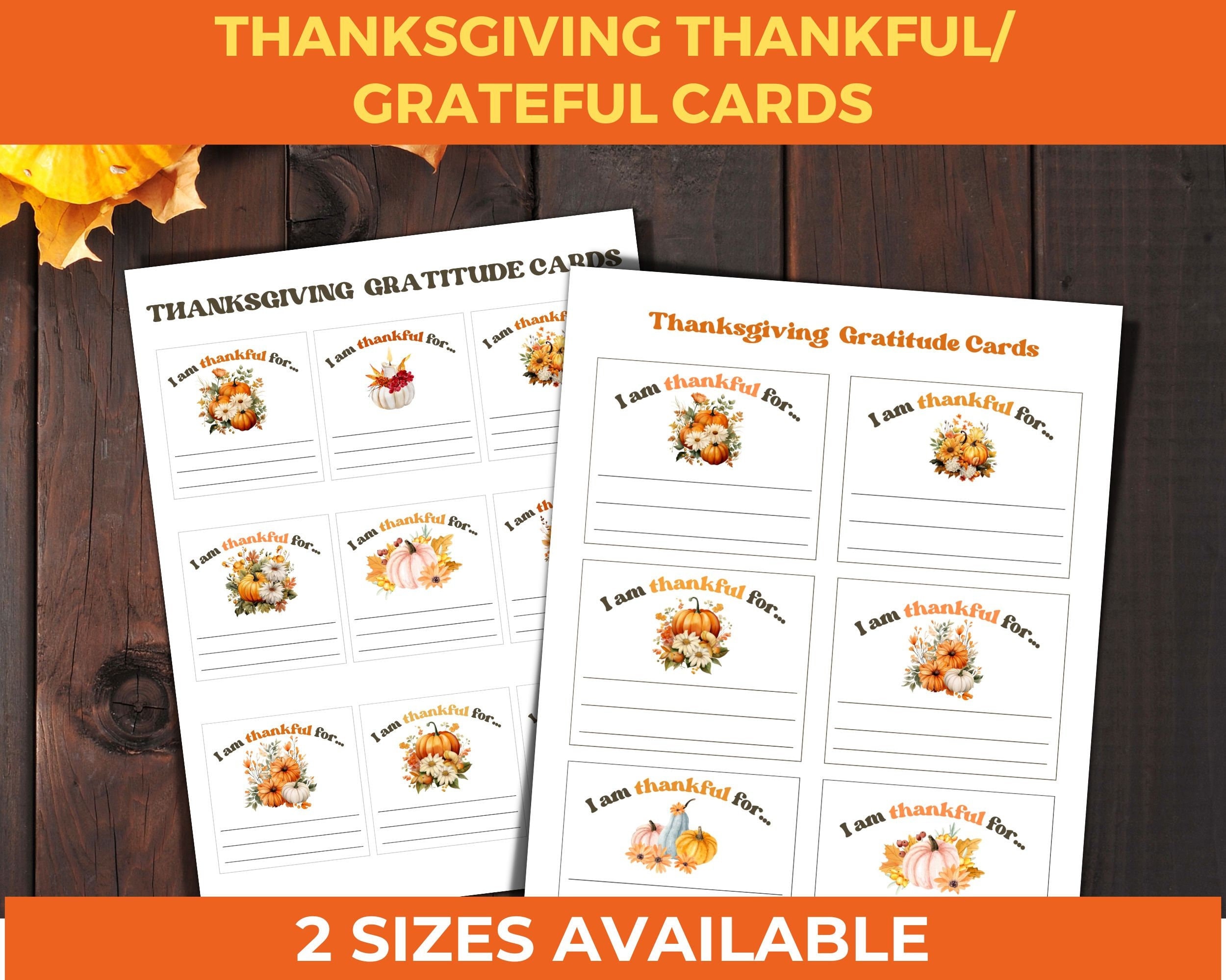 I Am Thankful for Cards, Thanksgiving Gratitude Cards Template ...