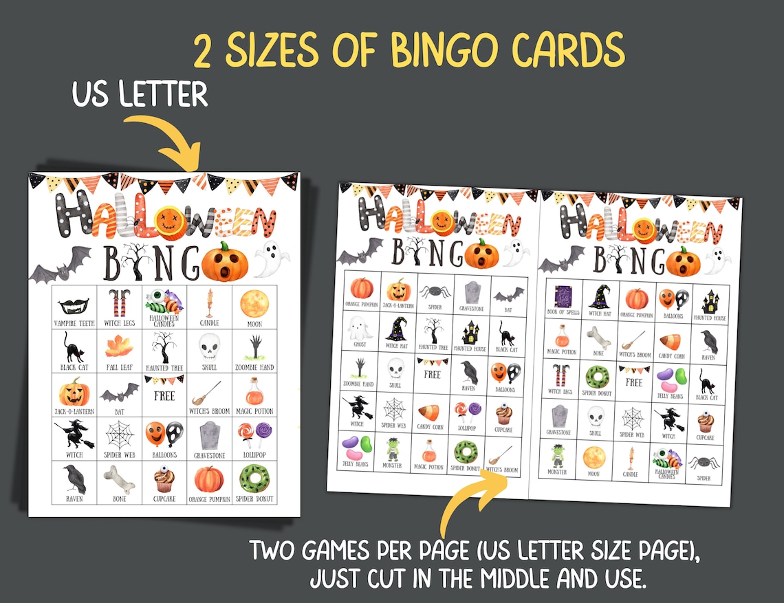 Halloween Bingo Game, Halloween Games for Kids, 20 Printable Halloween ...